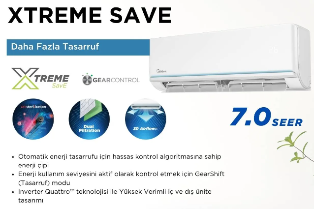 Midea Xtreme Save Duvar Tipi 9.000 Btu İnv. Klima AG2Eco-09NXD0-I